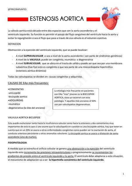 Estenosis aórtica Tricerapuntes uDocz