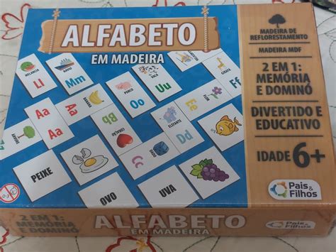 Alfabeto em Madeira 2 em 1 Dominó e Memória Brinquedo para Bebês País