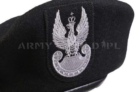 Beret Wojskowy Polski Czarny 418 MON Haftowany Oryginał Nowy