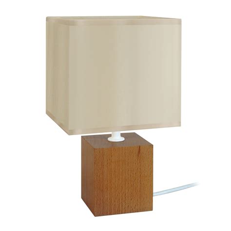 GENÈVE Lampe de chevet carré bois foncé et créme Leroy Merlin