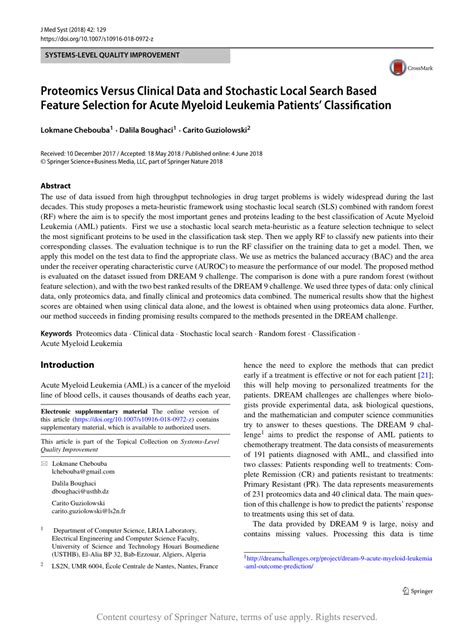 proteomics versus clinical data and stochastic local search based feature selection for acute
