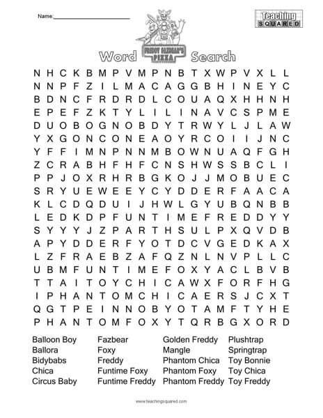 Character Word Searches Teaching Squared Character Words Word