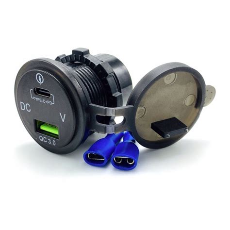ŁADOWARKA SAMOCHODOWA DO ZABUDOWY 12V 24V USB QC3 0 USB C WOLTOMIERZ