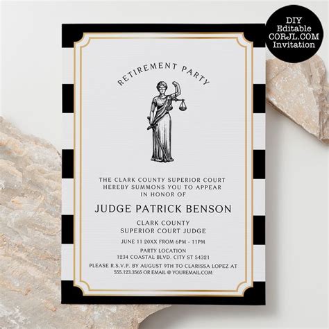 Judge Retirement Party Invitations Lawyer Retirement Party Invitations