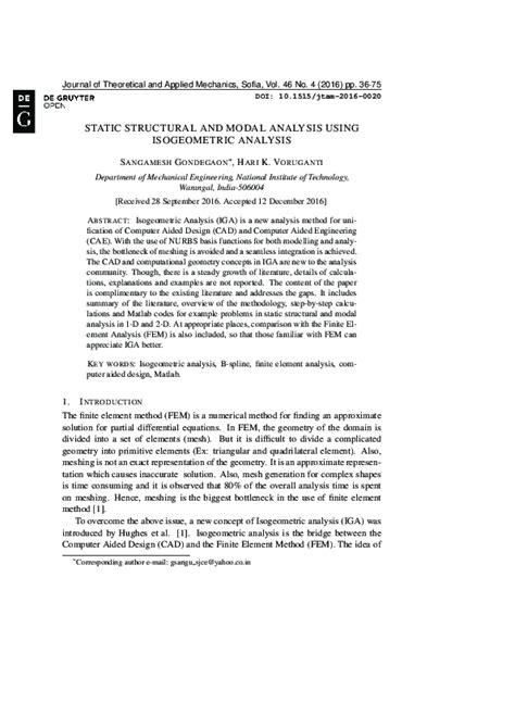 pdf static structural and modal analysis using isogeometric analysis hari voruganti