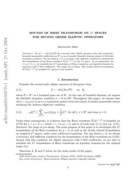 pdf bounds of riesz transforms on l p spaces for second order elliptic operators