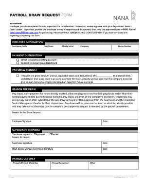 Fillable Online Payroll Draw Request Form Pulse Fax Email Print