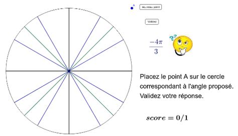 Cercle trigonométrique niveau 1 GeoGebra
