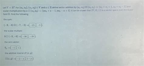 solved let v r2 for u1 u2 v1 v2 ∈v and a∈r define vector