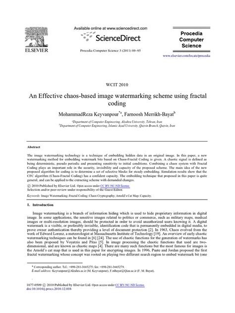 an effective chaos based image watermarking scheme using fractal coding pdf chaos theory