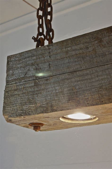 Rustic Industrial Modern Hanging Reclaimed Wood Beam Light Etsy
