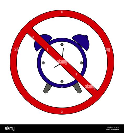 Color Flat Drawing Forbidding Sign Crossed Out Alarm Clock