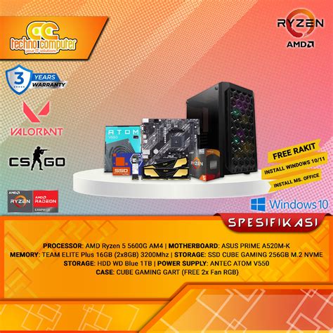 Jual PC RAKITAN AMD RYZEN 5 5600G RAM 16GB SSD 256GB HDD 1TB Shopee