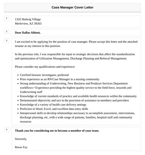 Case Manager Cover Letter Velvet Jobs