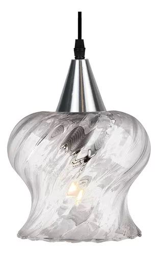 Lámpara colgante Taschibra Aisha Rigato de plata transparente