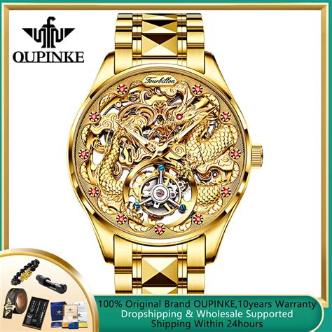OUPINKE Rel Gio De Pulso Mec Nico Masculino Turbilh O High End Luxo