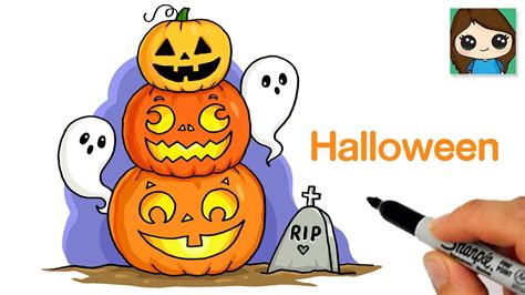 How To Draw Pumpkins And Ghosts Easy Halloween Art YouTube