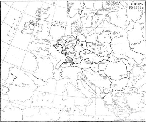 Na mapie konturowej Europy po II Wojny Światowej zaznacz następujące