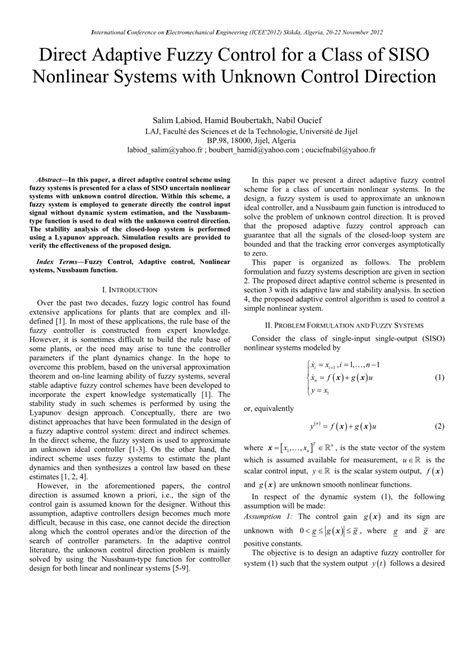 pdf direct adaptive fuzzy control for a class of siso nonlinear systems with unknown control