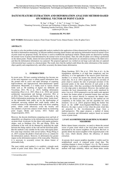 pdf datum feature extraction and deformation analysis method based on normal vector of point cloud