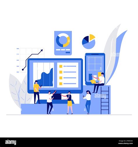Data Analysis Vector Illustration Concept With Characters Modern