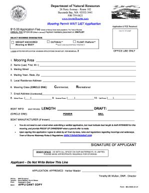 Bourne Mooring Wait List Fill Online Printable Fillable Blank