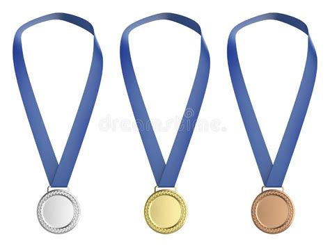 Conjunto De Medalhas De Prata De Ouro E Bronze Imagem De Stock