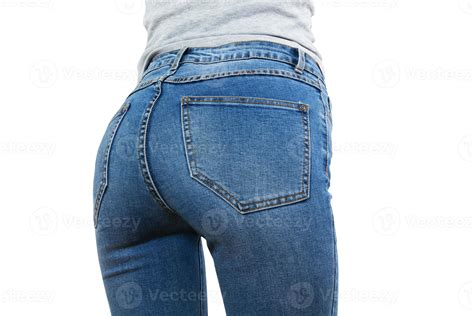 Fit Female Butt In Jeans Stylish Jeans On Slim Woman Back View