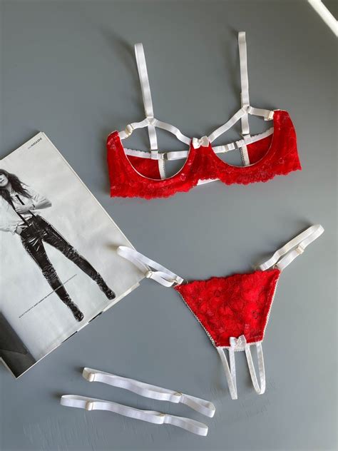Sexy Erotic Lingerie Set Red Lingerie Set Two Pieces Etsy