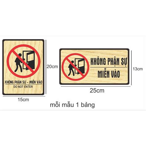 Biển báo không phận sự miễn vào biển báo dán tường chất liệu gỗ