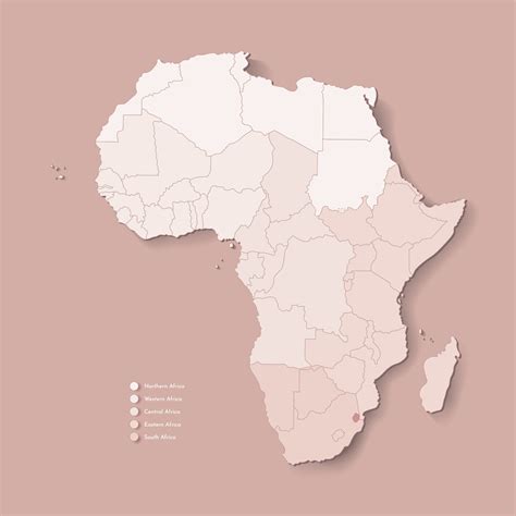 Illustration With African Continent With Borders Of All States And