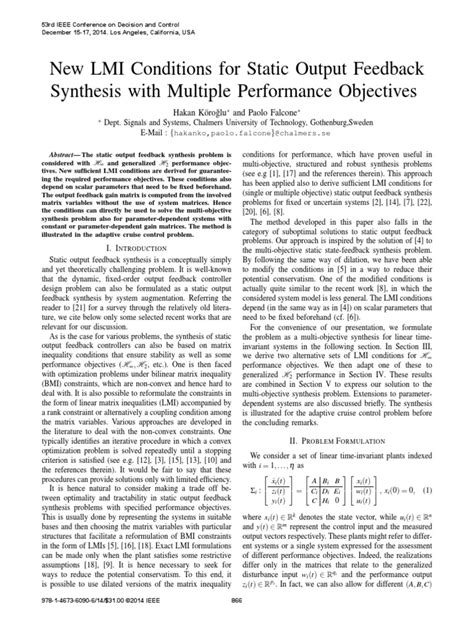new lmi conditions for static output feedback synthesis with multiple performance objectives