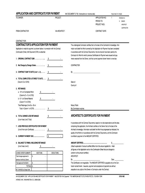 Free Printable Aia G702 Form Printable Forms Free Online