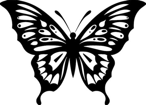 Ilustración vectorial de mariposa en blanco y negro Vector Premium
