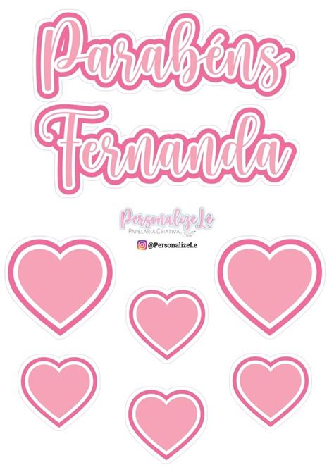 Topo De Bolo Cora O Rosa Enfeite Para Bolos Kit Para Festa Infantil