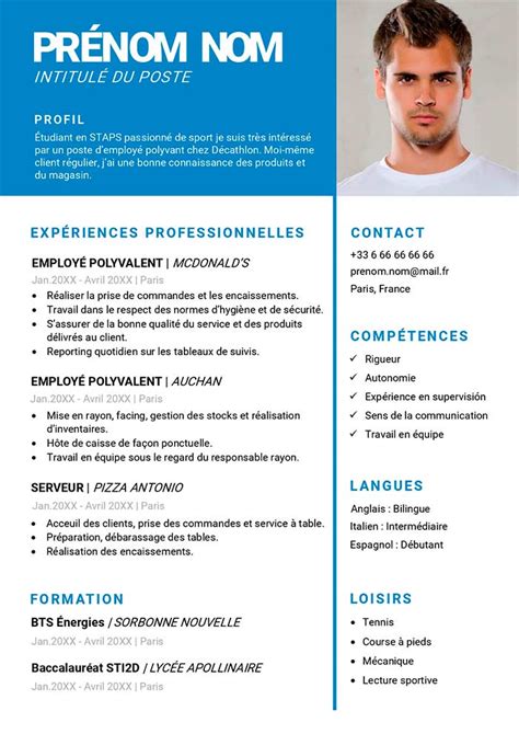 Exemple De Cv Pour Travailler Tlcharger Au Format Word