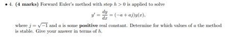 solved 4 4 marks forward euler s method with step h 0