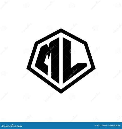 ML Monogram Logo With Hexagon Shape And Line Rounded Style Design