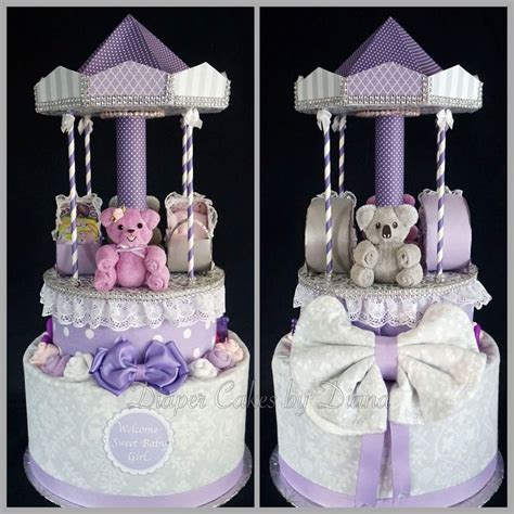 Purple And Grey Carousel Diaper Cake Facebook