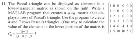 solved 11 the pascal triangle can be displayed as elements