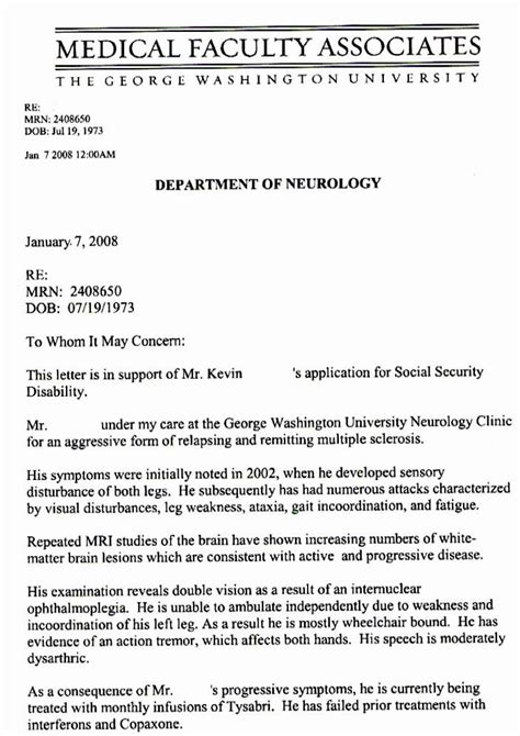 Physician Sample Disability Letter From Doctor