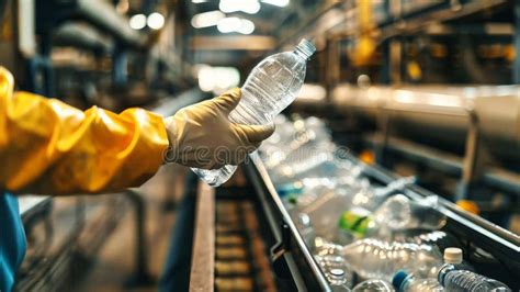 A Worker Holds A Plastic Bottle In A Factory Contributing To The