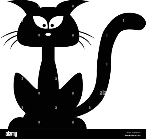 Halloween Black Cat Vector Silhouette Cartoon Clipart Illustration