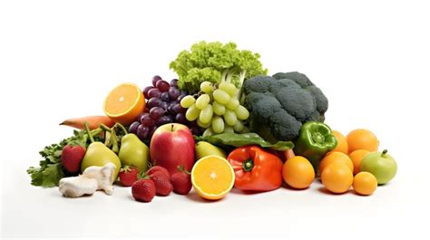 Frutas Y Verduras Frescas Sobre Fondo Blanco Foto Premium