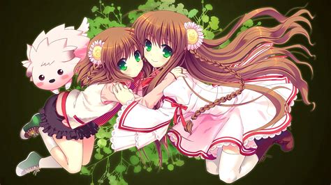Hintergrundbilder Illustration Blumen lange Haare Anime Mädchen