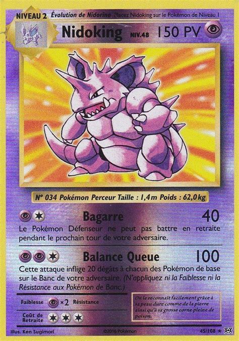 Nidoking Reverse carte Pokémon 45 108 Pokémon XY Evolutions