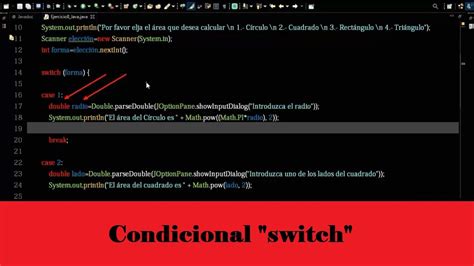 EJERCICIO 8 Programacón JAVA condicional switch Condicionales