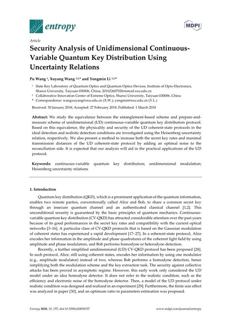 pdf security analysis of unidimensional continuous variable quantum key distribution using