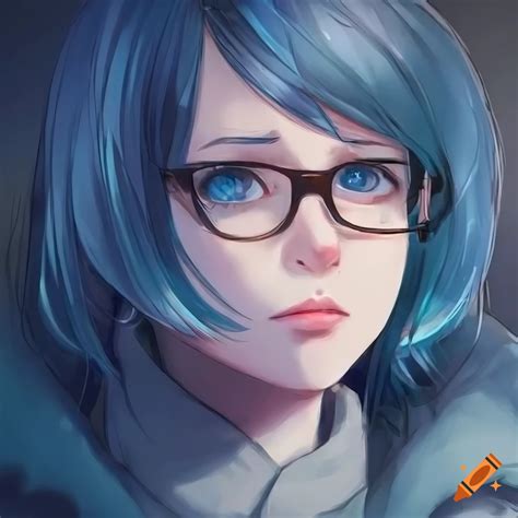Anime Style Portrait Of A Woman With Blue Hair On Craiyon
