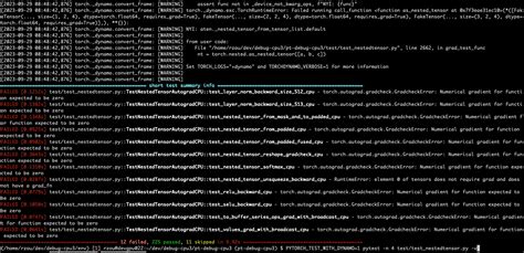 PYTORCH TEST WITH DYNAMO 1 Pytest N 4 Test Test Nestedtensor Py Fails
